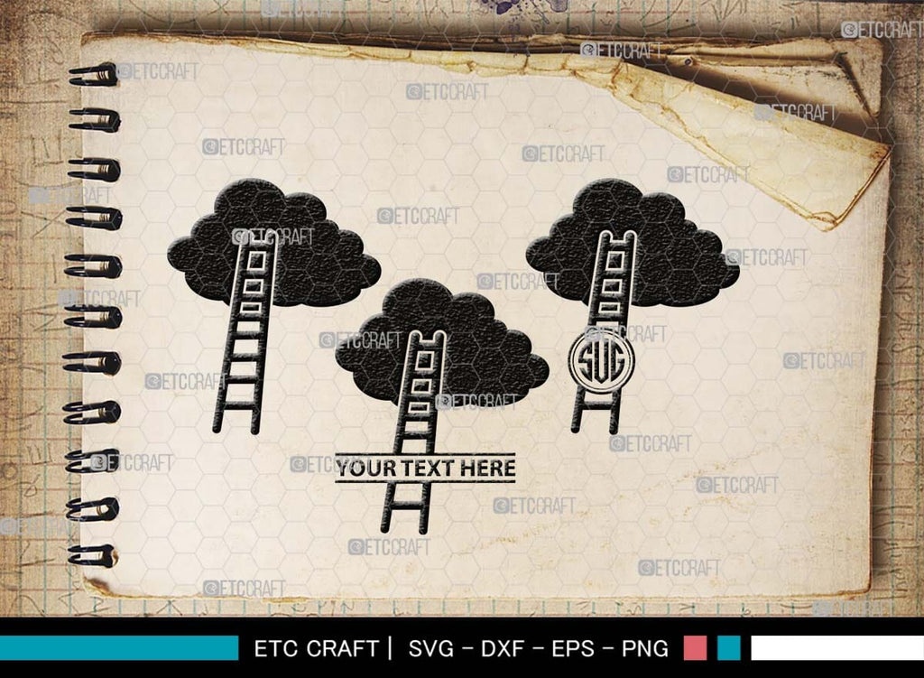 Ladder clouds Monogram, Ladder Clouds Silhouette, Ladder Clouds SVG ...