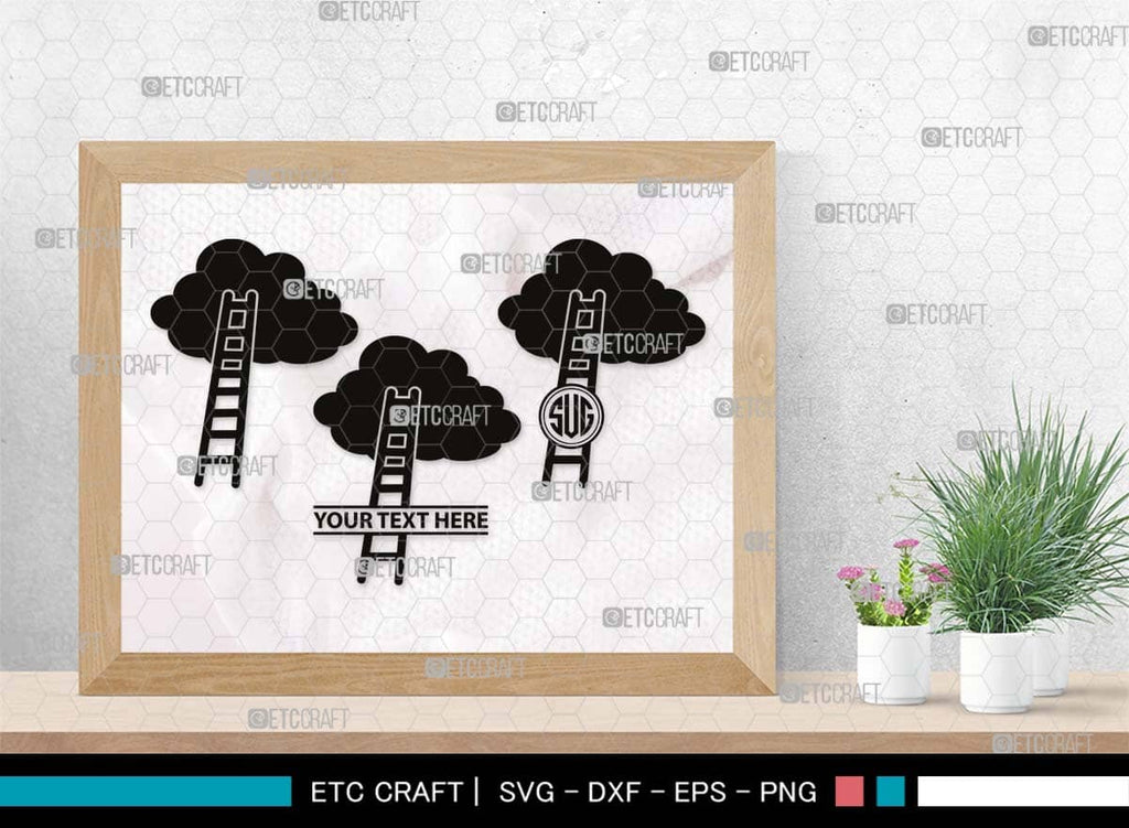 Ladder clouds Monogram, Ladder Clouds Silhouette, Ladder Clouds SVG ...