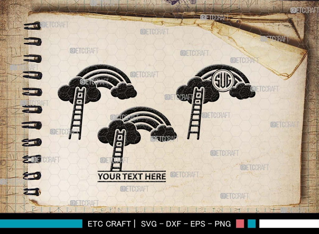 Ladder clouds Monogram, Ladder Clouds Silhouette, Ladder Clouds SVG ...