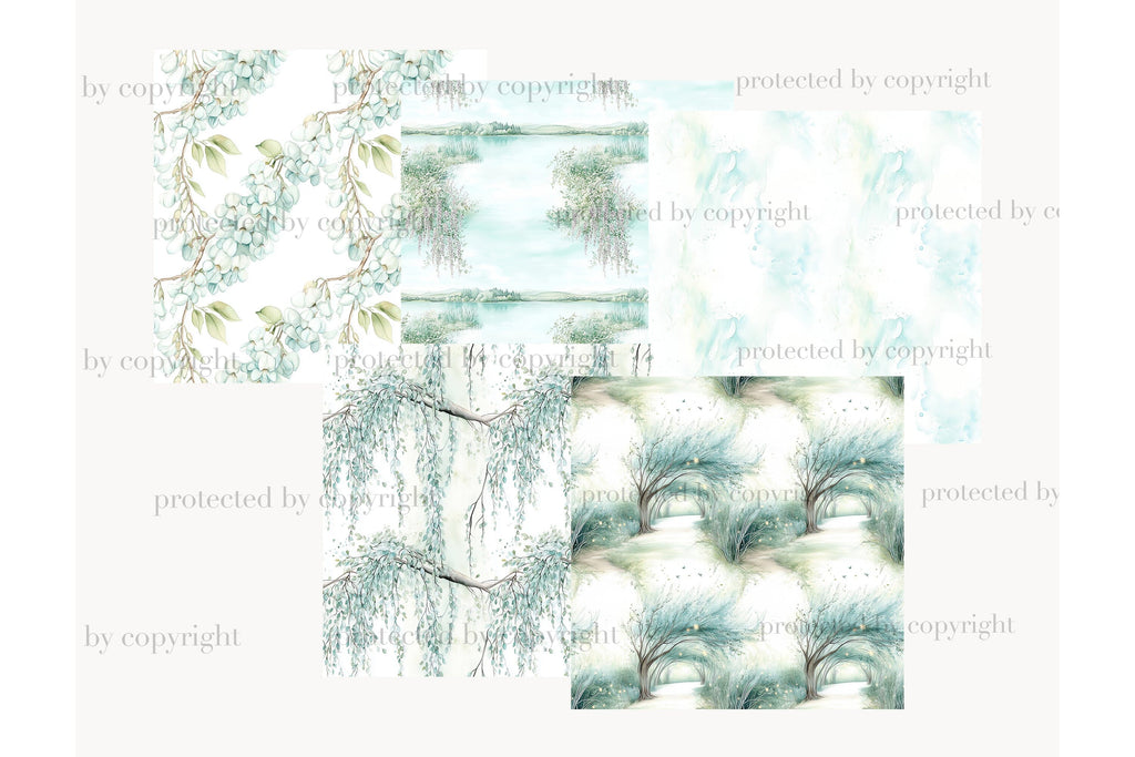 Lake Digital Paper | Spring Seamless Pattern - So Fontsy