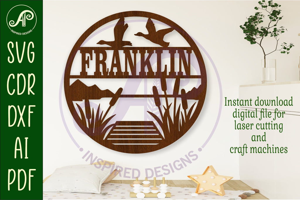 Lake front name sign svg laser cut template - So Fontsy