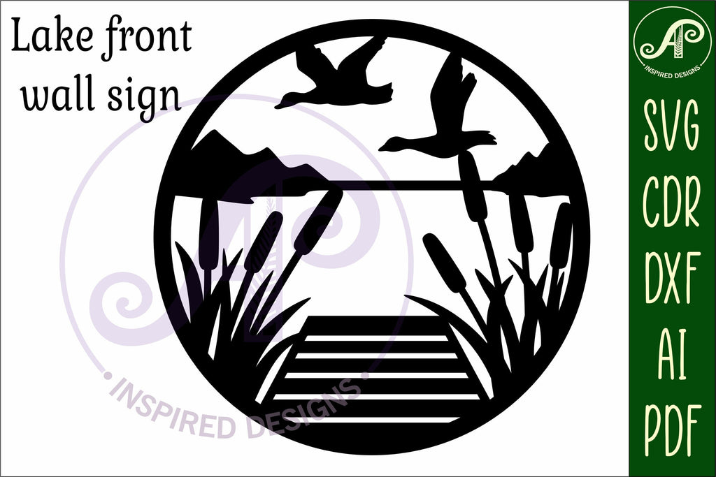 Lake front wall art sign, SVG file - So Fontsy