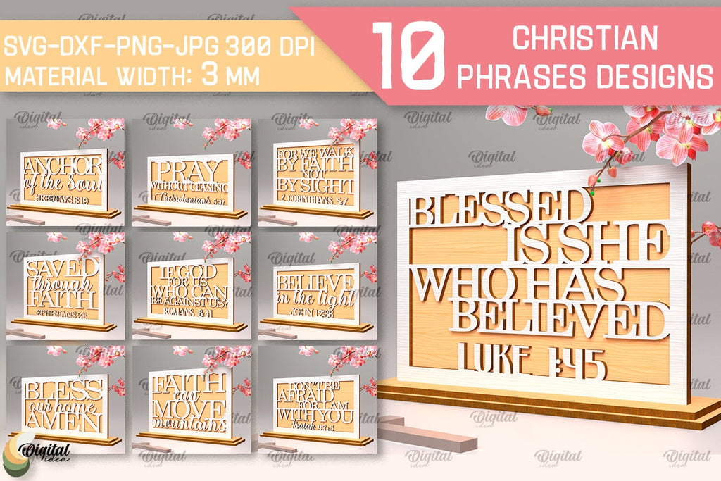 Laser Cut Christian Signs SVG Bundle. Christian Phrases SVG - So Fontsy