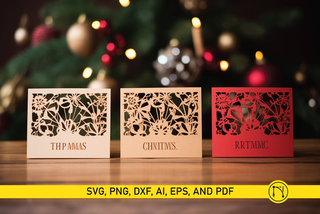 Laser Cut Christmas Name Cards SVG Bundle - So Fontsy