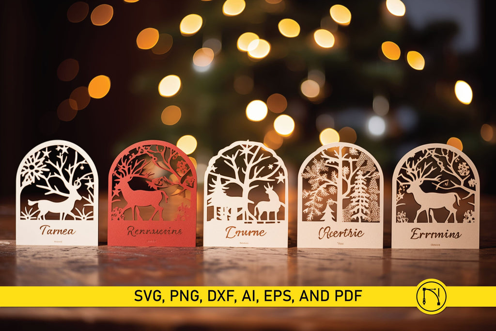 Laser Cut Christmas Name Cards SVG Bundle - So Fontsy