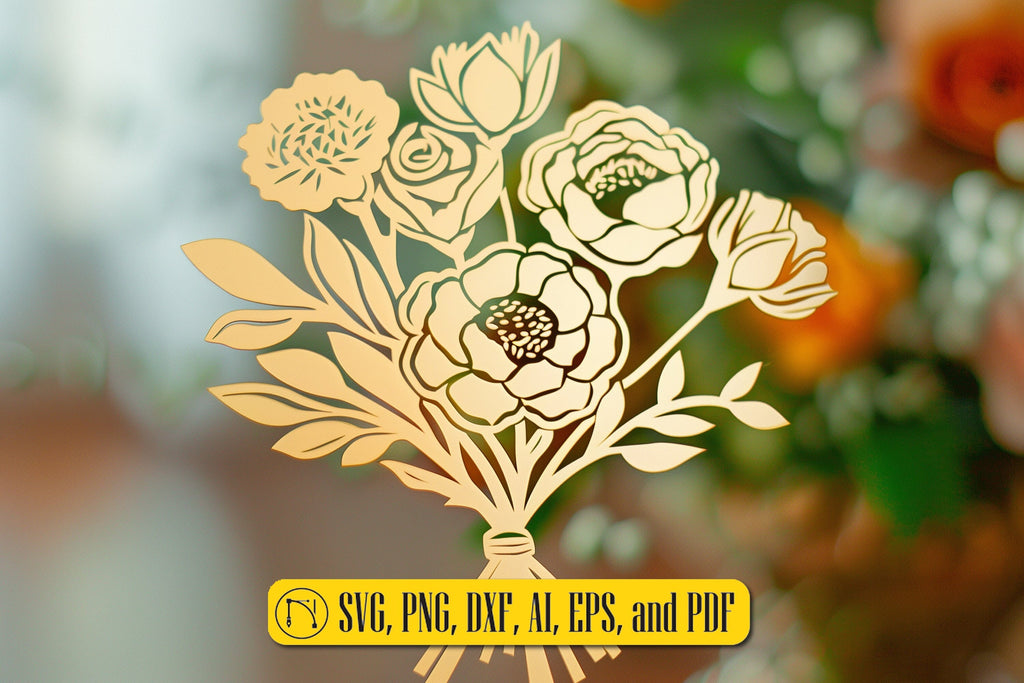 Laser Cut Flower Bouquet SVG cut file - So Fontsy