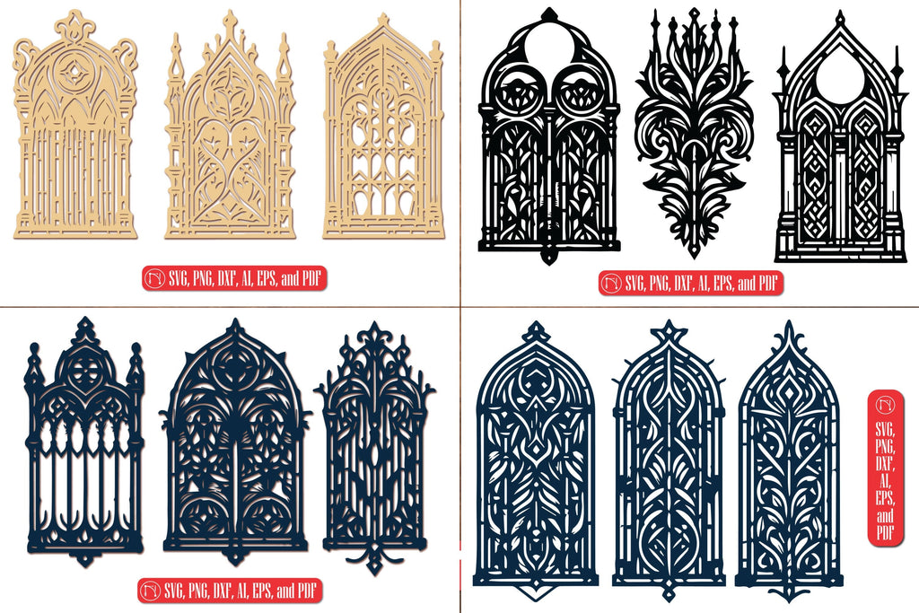 Laser Cut Gothic Window SVG Bundle - So Fontsy