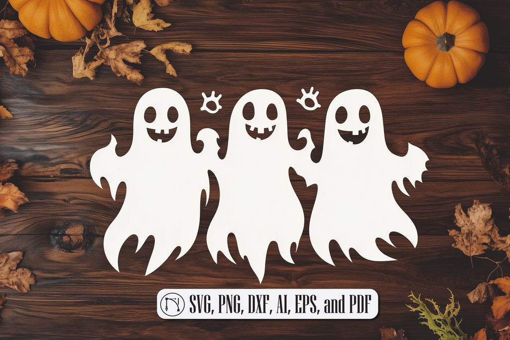 Laser Cut Halloween Ghosts SVG cut file - So Fontsy