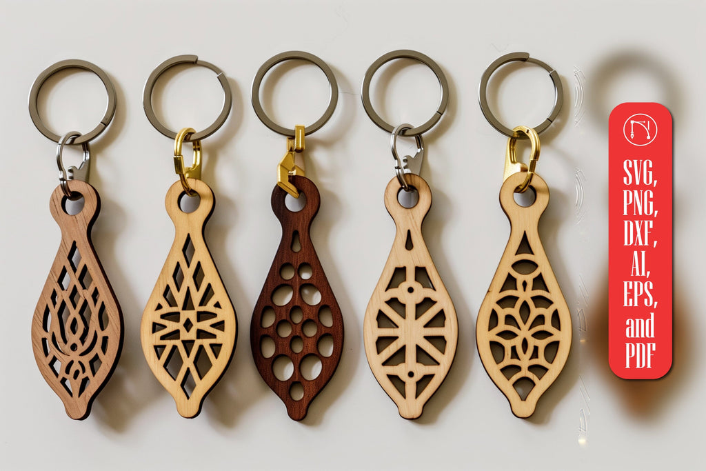 laser cut Retro Keyrings SVG cut file - So Fontsy