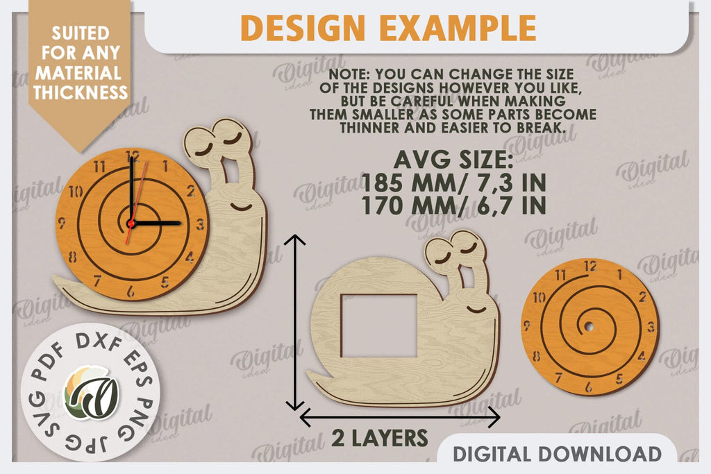 Laser Cut Snail Wall Clock Design. Animal Wall Clock SVG - So Fontsy