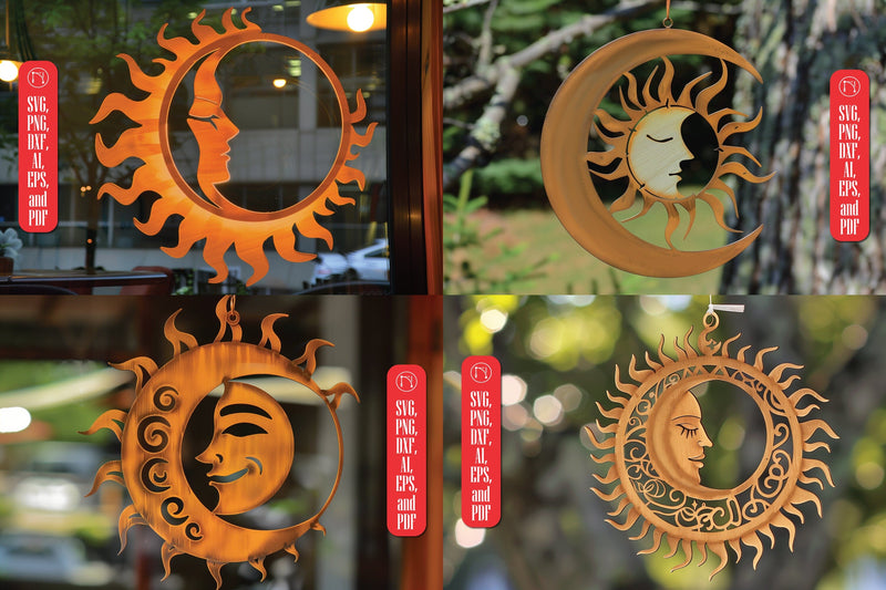 laser cut Sun and Moon SVG Bundle - So Fontsy