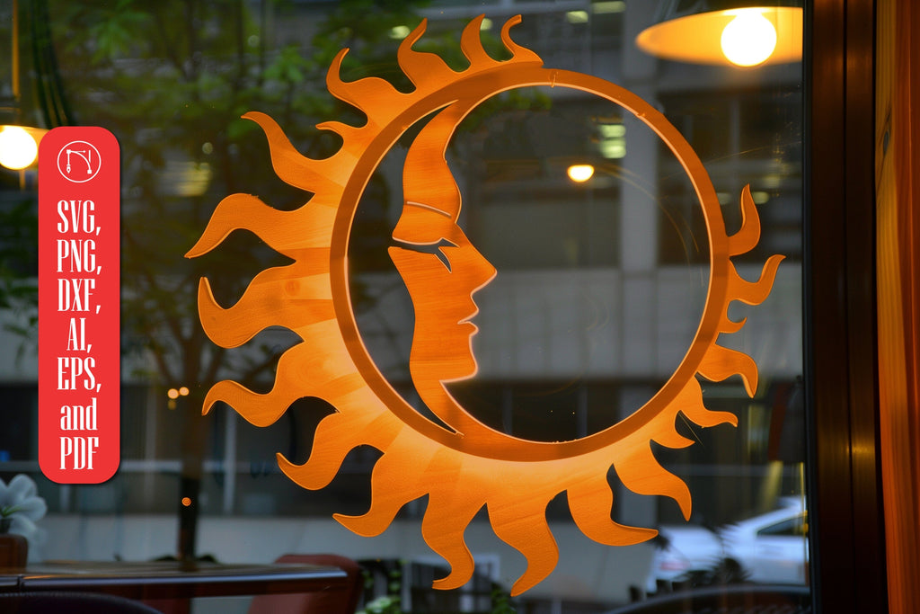 laser cut Sun and Moon SVG cut fil - So Fontsy