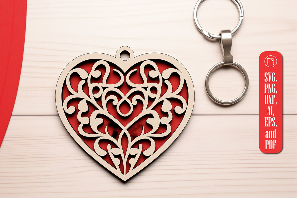 Laser Cut Valentine Keychain SVG - So Fontsy
