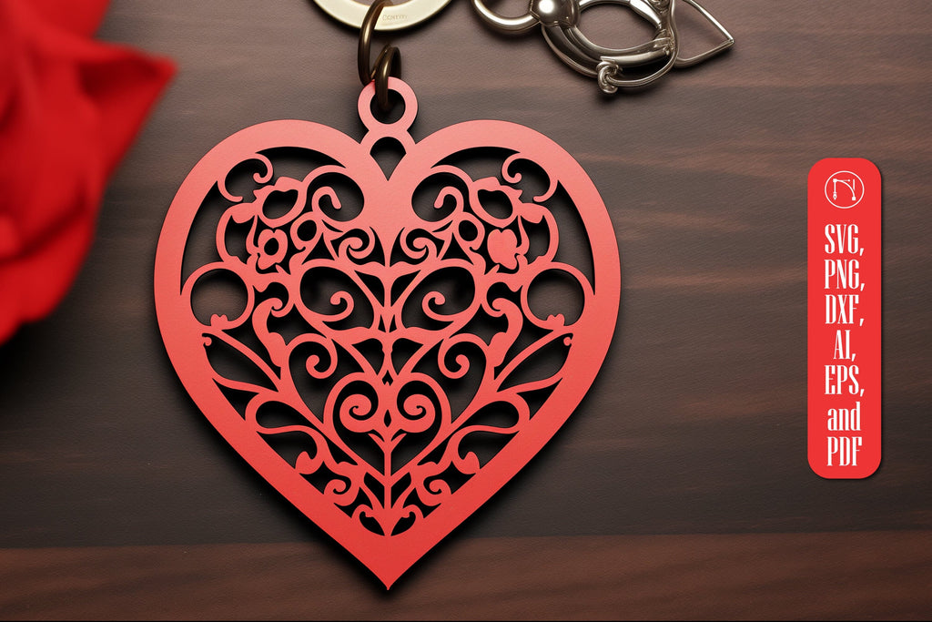 Laser Cut Valentine Keychain SVG - So Fontsy