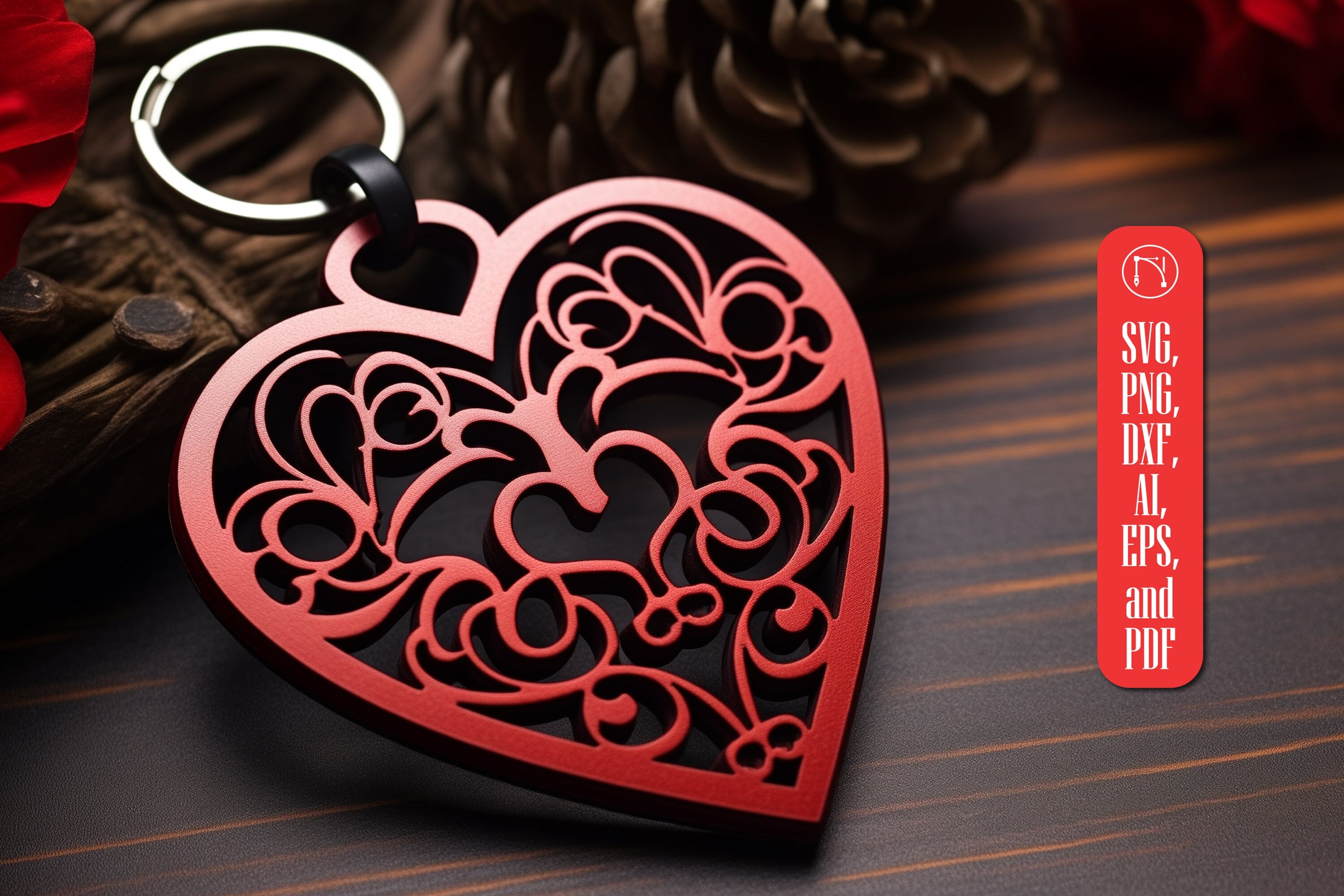 Laser Cut Valentine Keychain SVG - So Fontsy