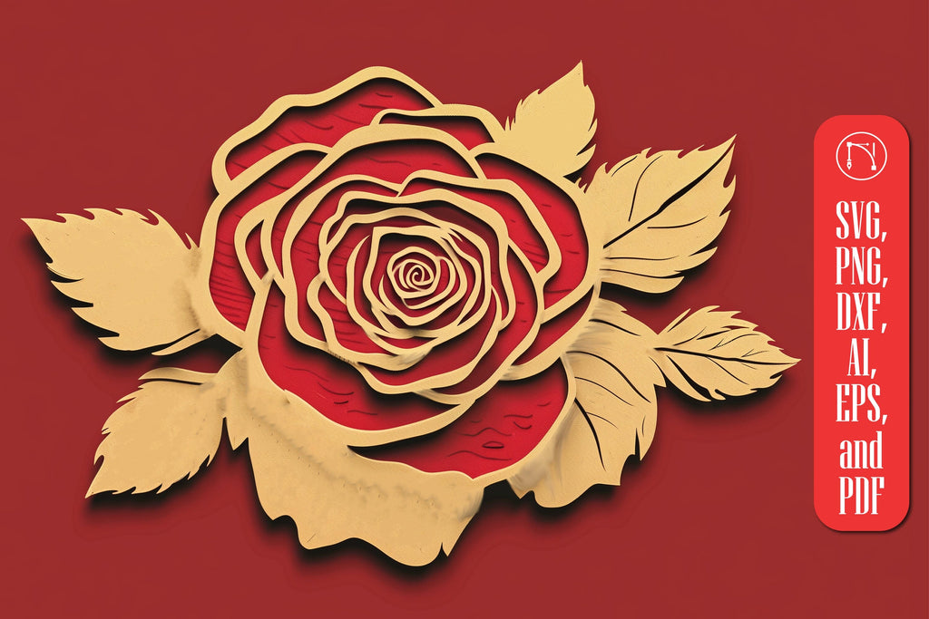 Laser Cut Wood Flower Rose SVG cut file - So Fontsy