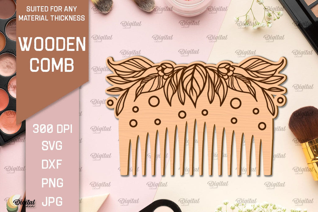 Laser Cut Wooden Hair Comb SVG. Comb With Engraving SVG - So Fontsy