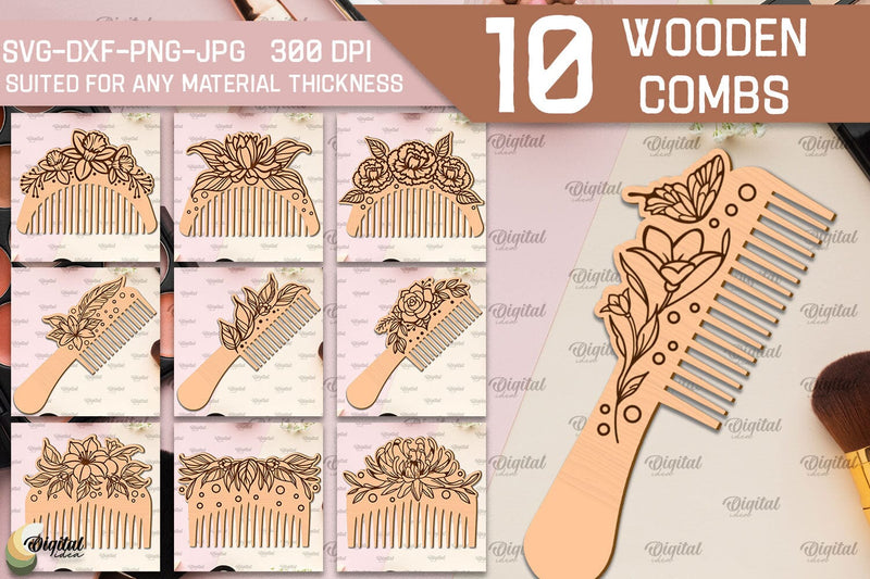 Laser Cut Wooden Hair Combs SVG Bundle. Combs With Engraving SVG - So ...