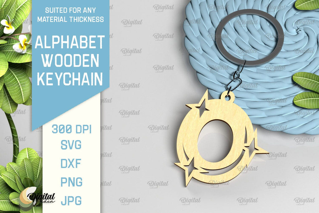 Lasercut Alphabet O Letter Keychain SVG. Wooden Keychain SVG - So Fontsy