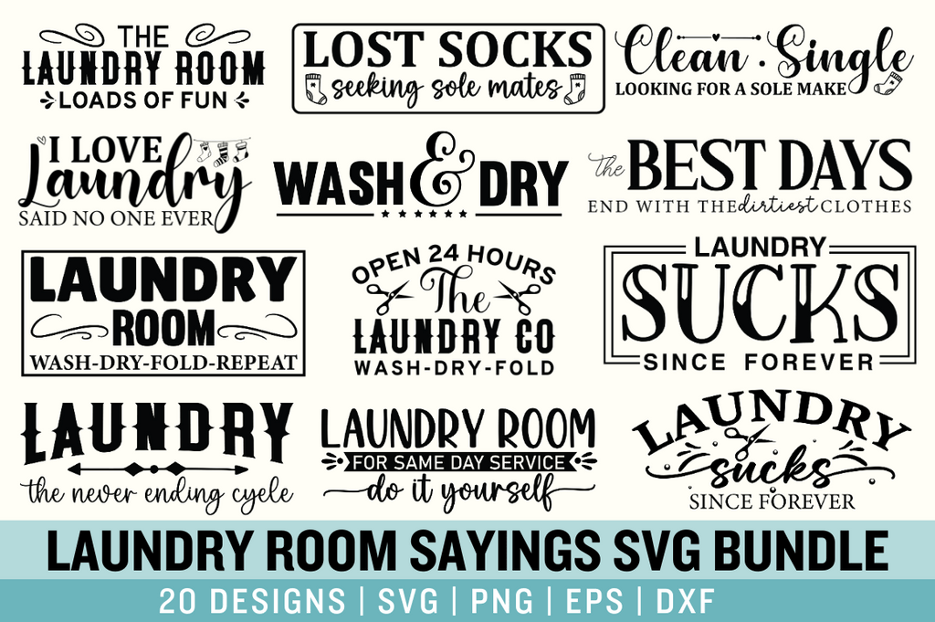 Laundry Room Sayings SVG Bundle - So Fontsy