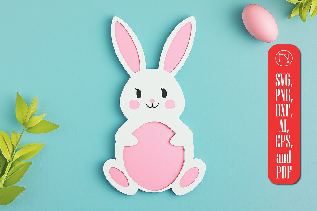 Layered Easter Bunny with Egg SVG Cut File - So Fontsy