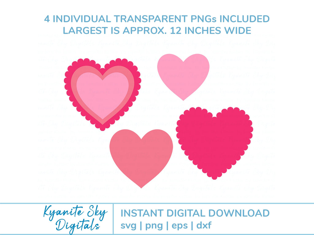 Layered Heart With Scallop Edge SVG cut file - So Fontsy