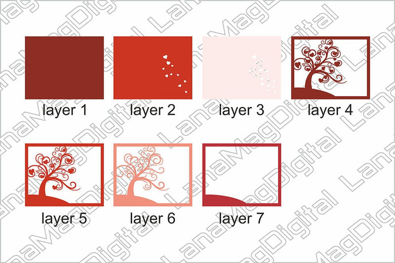 Layered tree with hearts svg Valentines heart svg Love tree - So Fontsy
