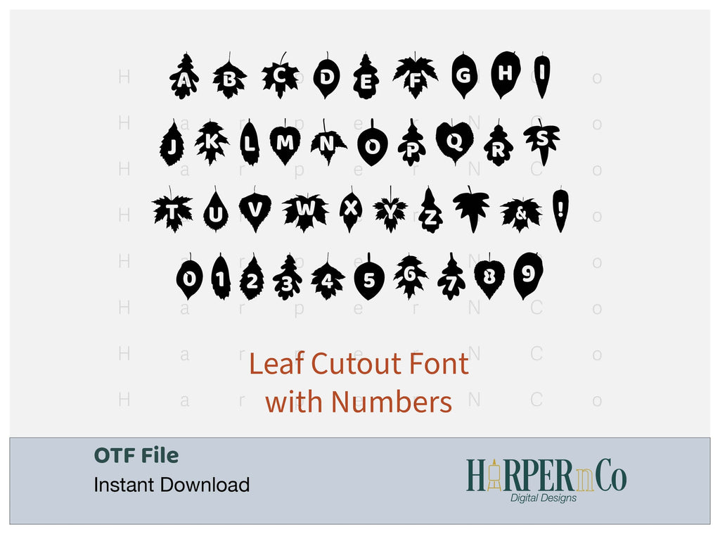 Leaf Cutout Font, Playful Craft Font, Leaf Shaped Font - So Fontsy