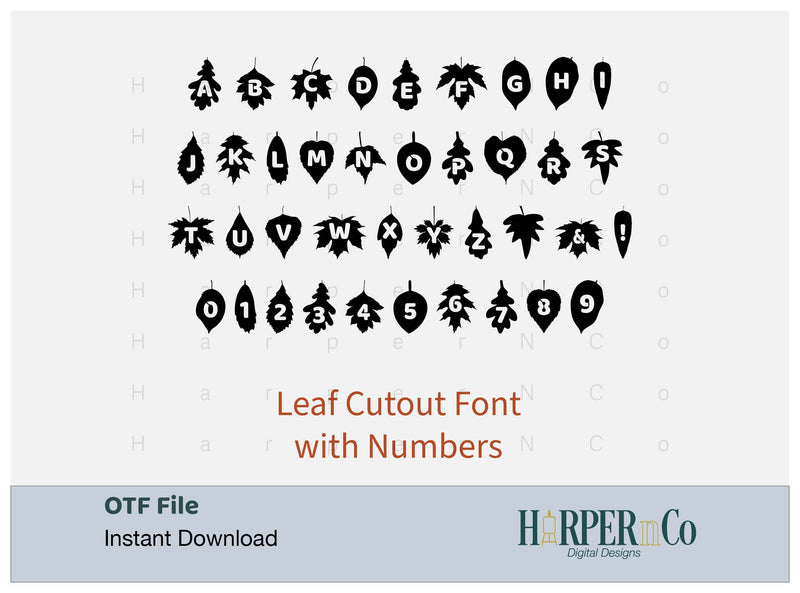 Leaf Cutout Font, Playful Craft Font, Leaf Shaped Font - So Fontsy