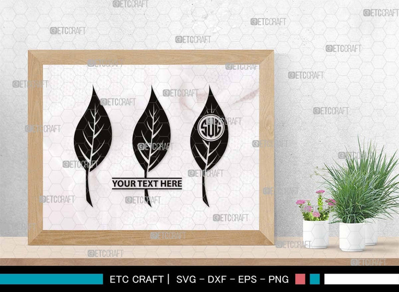 Leaf Monogram, Leaf Silhouette, Leaf SVG, Plants Svg, Leaves Svg ...