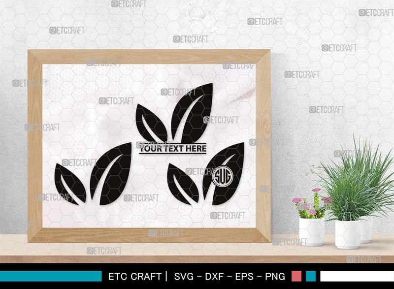 Leaf Monogram, Leaf Silhouette, Leaf SVG, Plants Svg, Leaves Svg ...