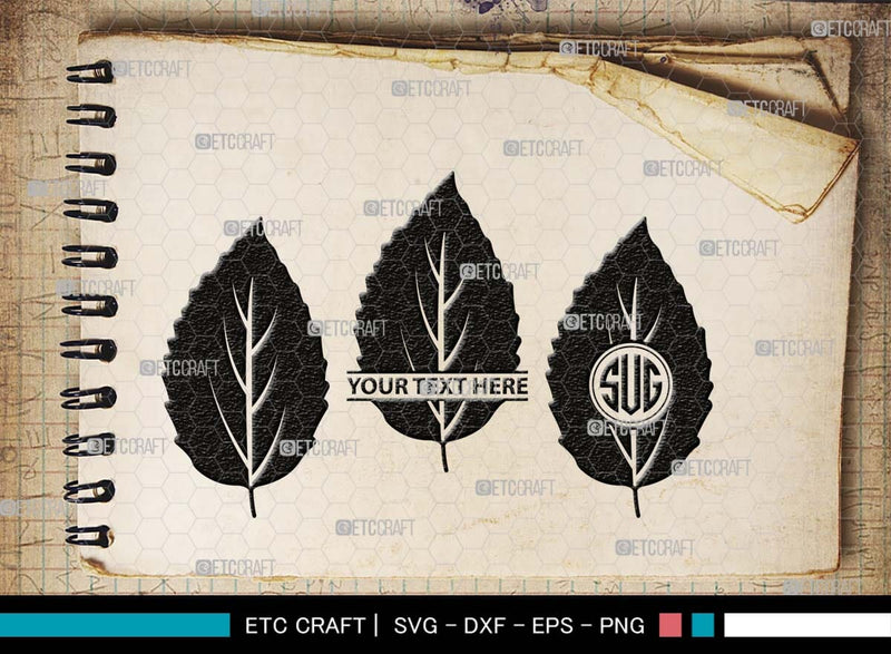 Leaf Monogram, Leaf Silhouette, Leaf SVG, Plants Svg, Leaves Svg ...