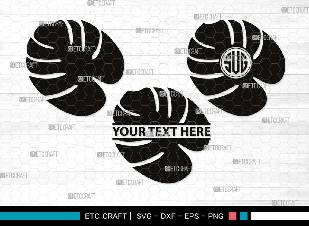 Leaf Monogram, Leaf Silhouette, Leaf SVG, Plants Svg, Leaves Svg, Tropical Leaves Svg, Monstera ...