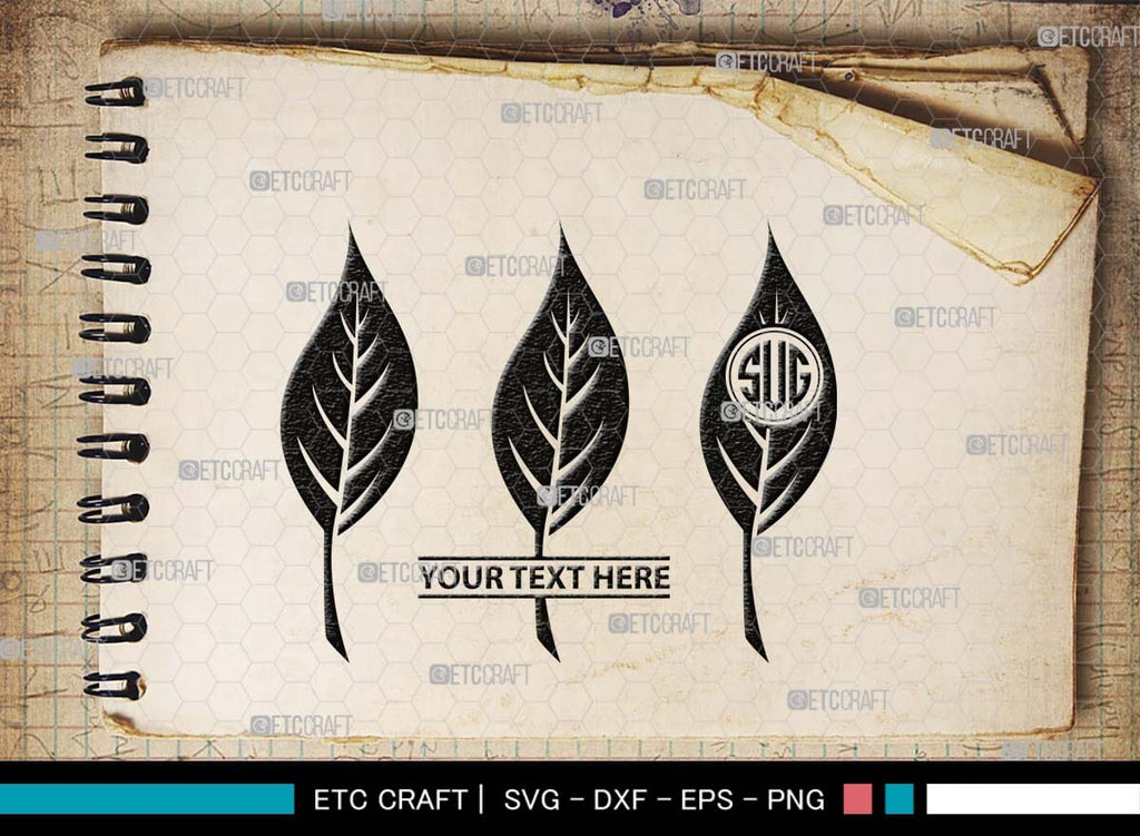 Leaf Monogram, Leaf Silhouette, Leaf SVG, Plants Svg, Leaves Svg ...