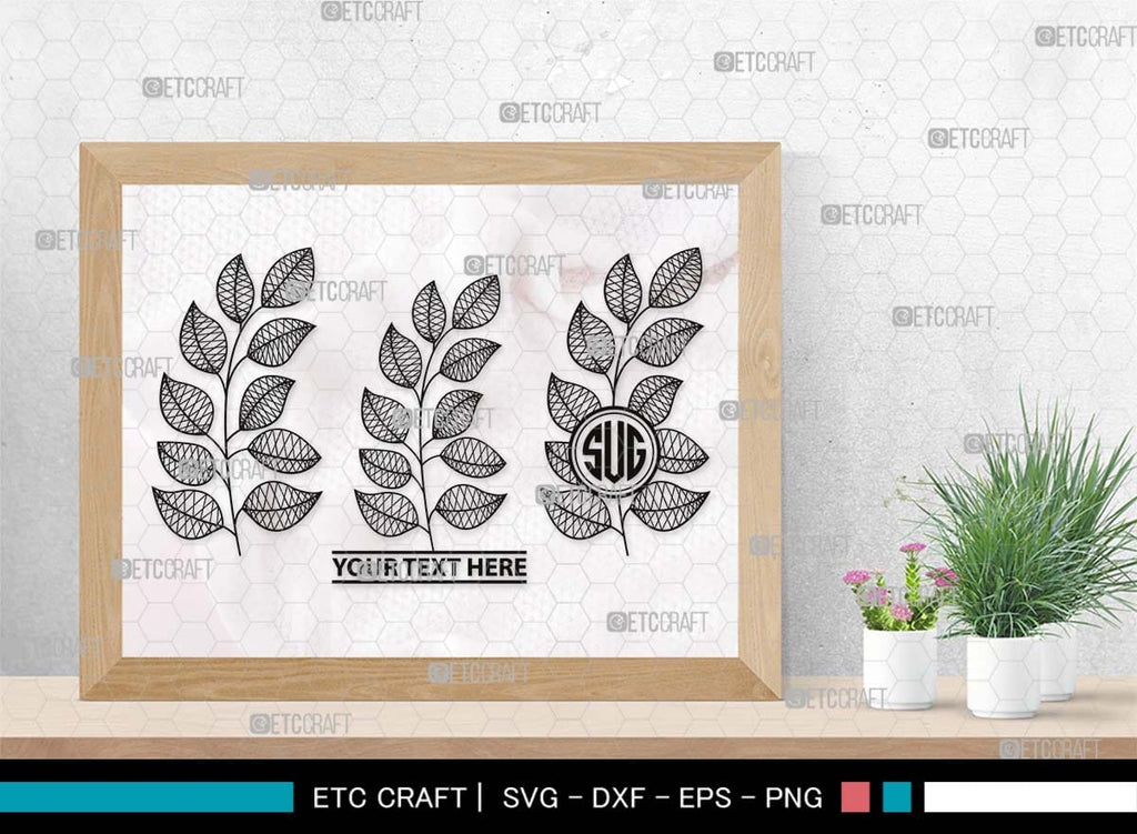 Leaves Monogram, Leaves Silhouette, Leaves SVG, Plants Svg, Autumn ...