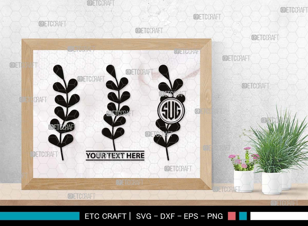 Leaves Monogram, Leaves Silhouette, Leaves SVG, Plants Svg, Autumn ...