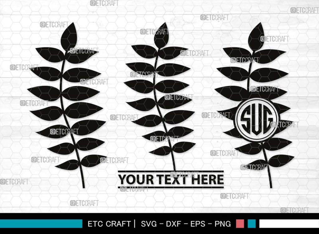 Leaves Monogram, Leaves Silhouette, Leaves SVG, Plants Svg, Autumn ...