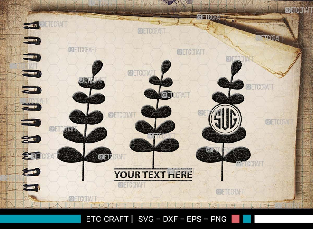 Leaves Monogram, Leaves Silhouette, Leaves SVG, Plants Svg, Autumn Lea ...