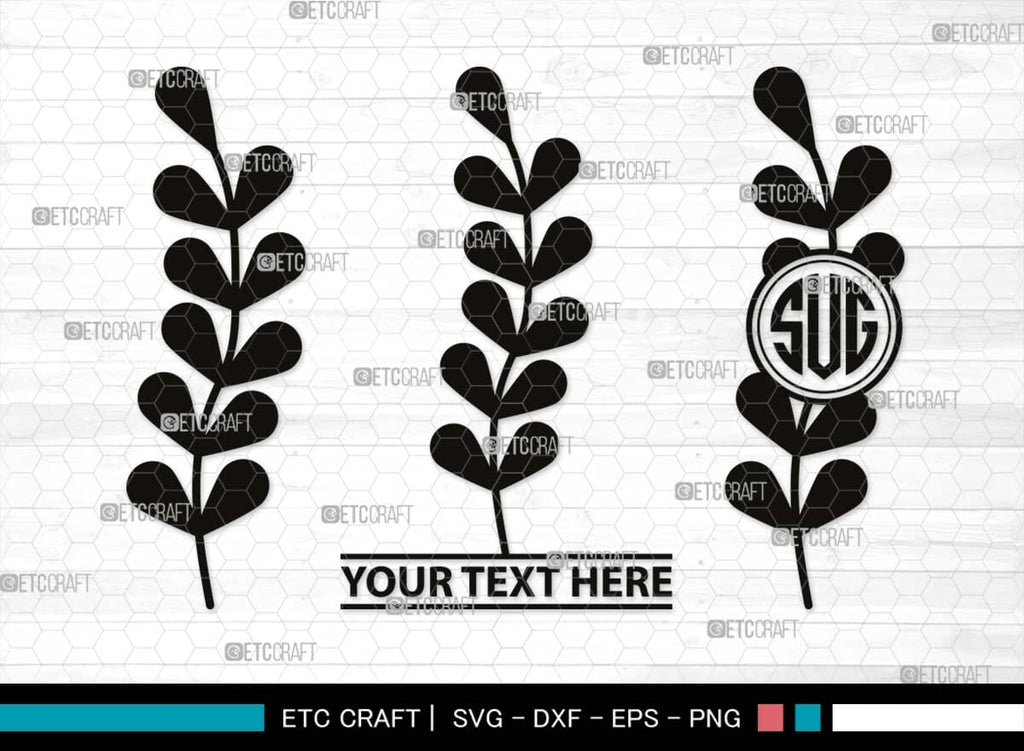 Leaves Monogram, Leaves Silhouette, Leaves SVG, Plants Svg, Autumn ...