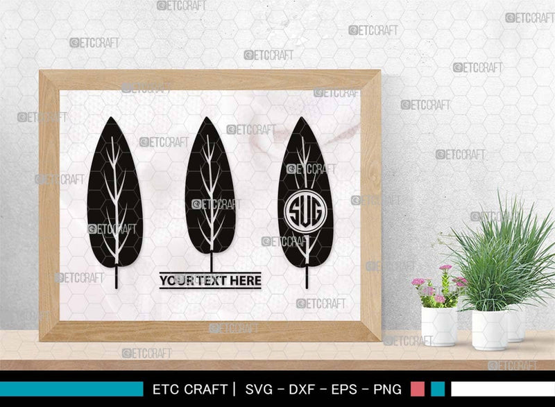 Leaves Monogram, Leaves Silhouette, Leaves SVG, Plants Svg, Autumn ...