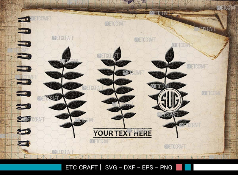 Leaves Monogram, Leaves Silhouette, Leaves SVG, Plants Svg, Autumn ...