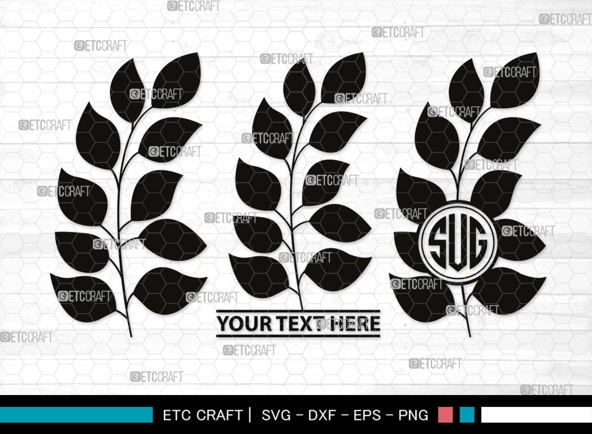 Leaves Monogram, Leaves Silhouette, Leaves SVG, Plants Svg, Autumn ...