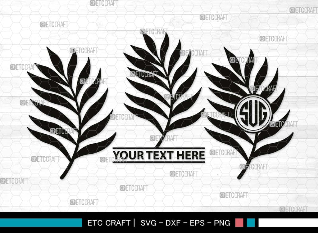 Leaves Monogram, Leaves Silhouette, Leaves SVG, Plants Svg, Autumn Lea ...