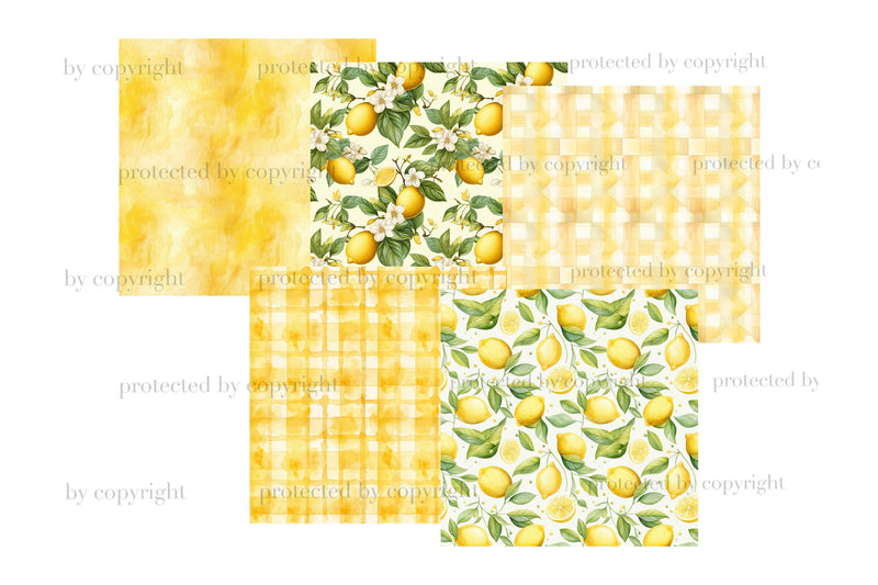 Lemon Digital Paper | Citrus Pattern Bundle - So Fontsy