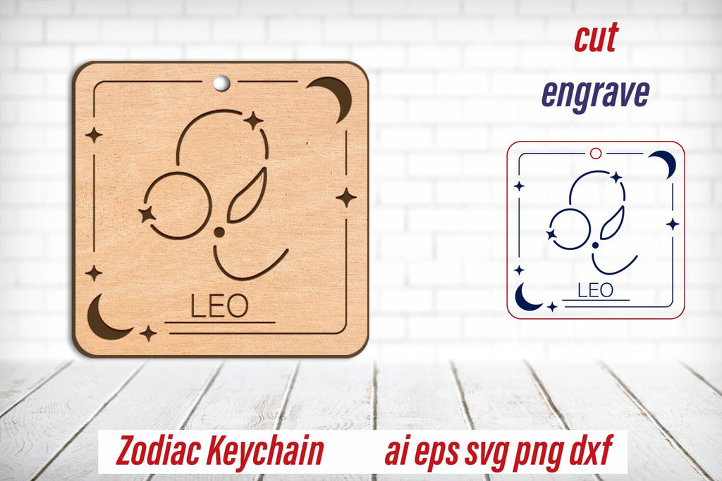 Leo keychain svg, Zodiac sign, Astrology laser engraving - So Fontsy