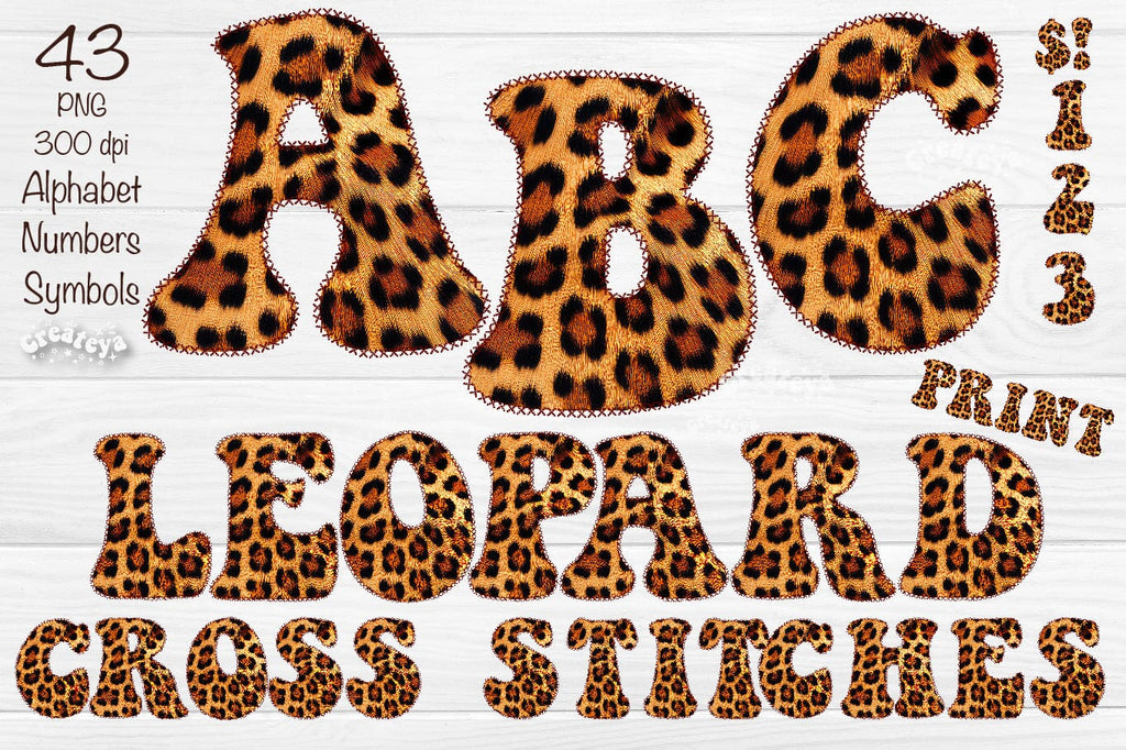 Leopard Alphabet PNG Cross Stitches Letters Numbers Symbols Animal ...