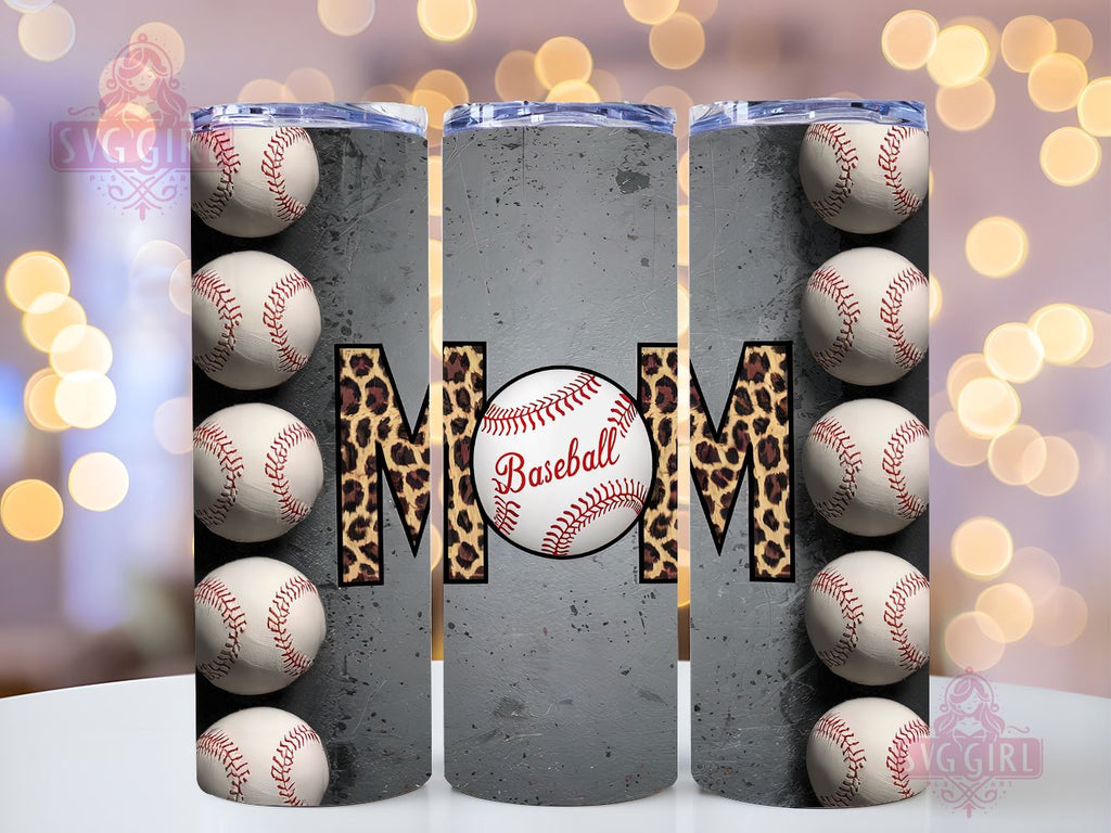 Leopard Baseball Mom 20oz Tumbler Wrap Sublimation Design, Straight ...