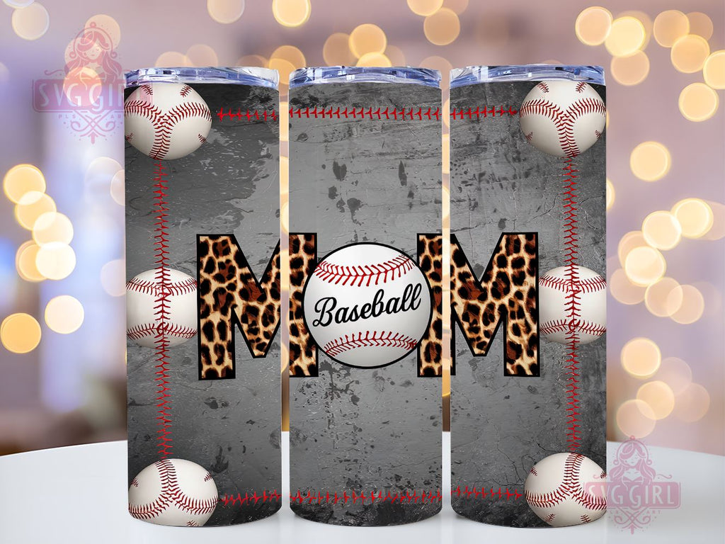 Leopard Baseball Mom 20oz Tumbler Wrap Sublimation Design, Straight ...