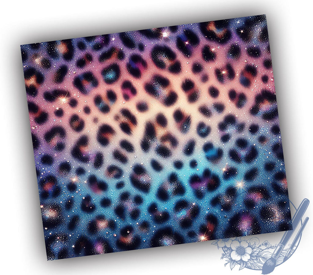 Leopard Ombre Glitter 20oz Skinny Tumbler, Teal Purple Sparkly Cheetah ...