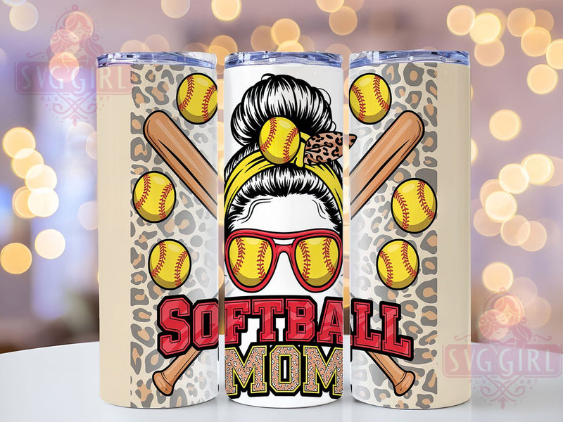 Leopard Print Baseball Mom Bun Tumbler, Baseball Mom Bun Wrap, 20oz ...